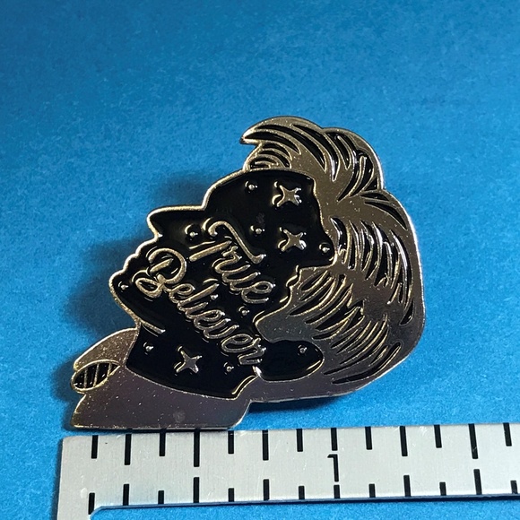 Jewelry | True Believer Silver And Black Enamel Pin Brooch | Poshmark